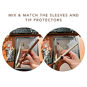 Blue Dune Studio Apple Pencil 2nd Generation Protective Sleeve Cover Grip, Apple Pencil Case, Compatible with Magnetic Charging and Double Tap, Boho Neutral Colors (Brown/Beige 2-Pack)