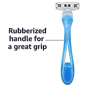 Amazon Basics 3-Blade Disposable Razors for Women, 6 Count, 2 Packs of 3 (Previously Solimo)