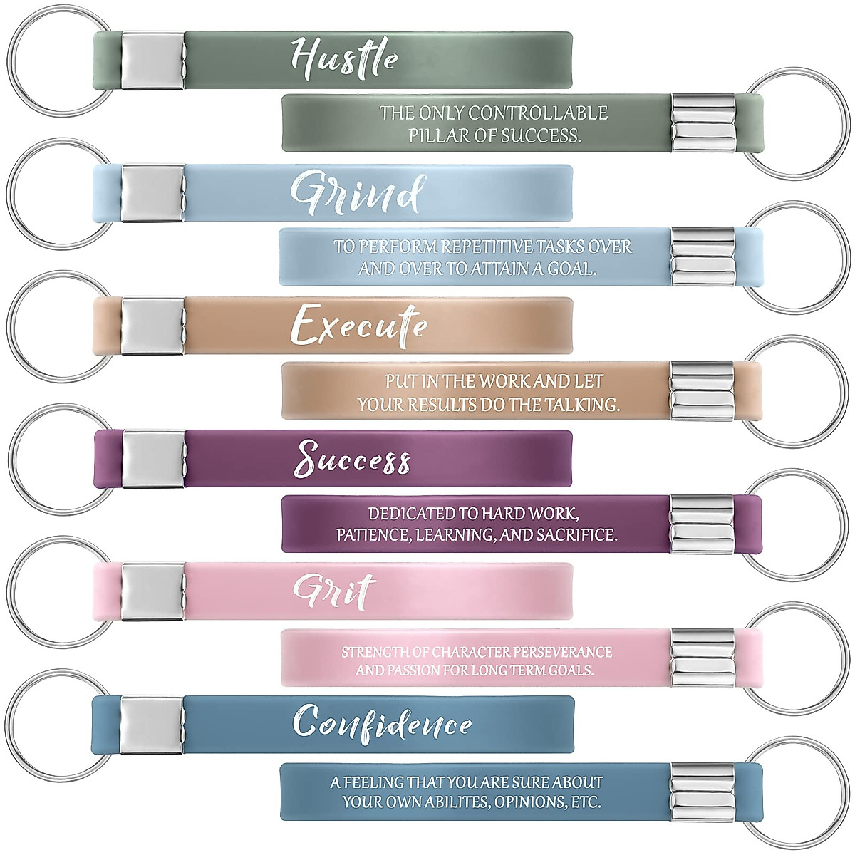 Sureio 24 Pcs Motivational Keychains Inspirational Quote Silicone Keychains Positive Word Signs Bulk for Adults(Multi Color)