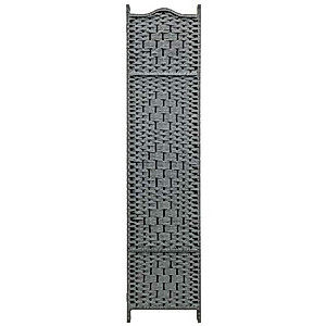 MyGift 4-Panel Freestanding Grey Bamboo Woven Folding Room Divider