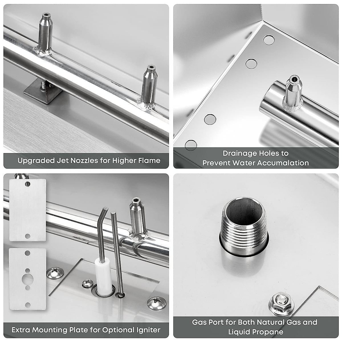 Stanbroil 36" x 6" Drop-in Fire Pit Pan with Jet Burner, Upgraded Stainless Steel Fire Table Pan for Higher Flame, 65k BTU Max, Linear