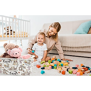 Winnie Nursery Hampers with Handles Classaic Pooh Nursery Storage Basket Foldable and Waterproof Canvas Large Organizers for Bathroom, Bedroom, Toys, Clothes, Laundry Bin