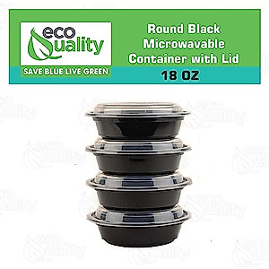 18 oz - 300 Count - Round Microwaveable Plastic Meal Prep Containers with Lids - Food Storage Container - Certified BPA-Free, Stackable, Reusable Microwave, Dishwasher,Freezer Safe, Disposable (Black)