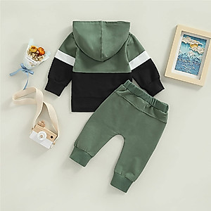 Noubeau Toddler Baby Girl Boy Clothes Long Sleeve Hoodie Zip Sweatshirts Pullover Tops+Casual Pants Set Fall Winter Outfit (Green, 6-12 Months)