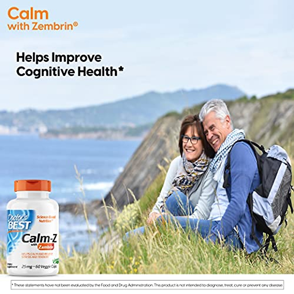 Doctor's Best Calm with Zembrin, Stress & Mood Support, 25mg Veggie Caps, 60Count (DRB-00456)