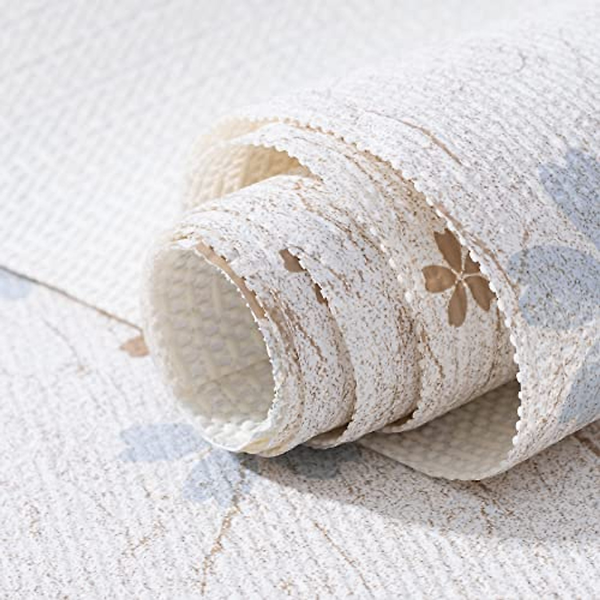 RAY STAR 18X96 Inch Shelf Liner for Kitchen Cabinets, Non-Adhesive Cabinet Liner Washable, PVC Drawer Liner for Dresser Non-Slip Bathroom (Floral)(1 Roll)