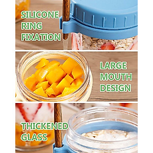 Kevenal Overnight Oats Containers with Lids and Spoon, 4 Pack 20 OZ Mason Jars for Overnight Oats Container, Yogurt Oatmeal Container Extra Large Capacity Salad Meal Prep Jars taking on-the-go