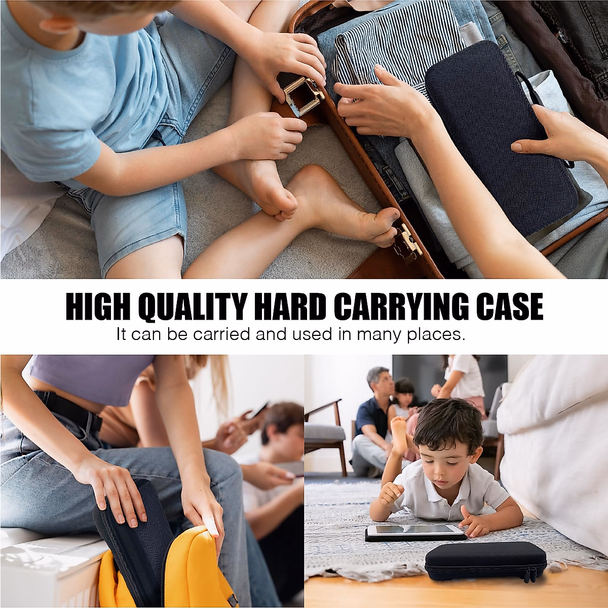 MENORCA Handheld Carrying Case for ASUS ROG Ally With 2pc Transparent HD Clear Anti-Scratch Screen Protector for ASUS ROG Ally Gaming Handheld-7 inch, Black/Double Pocket/Large Capacity