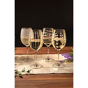 Mikasa Set of 4 Cheers Crystal White Wine Glasses, Silver