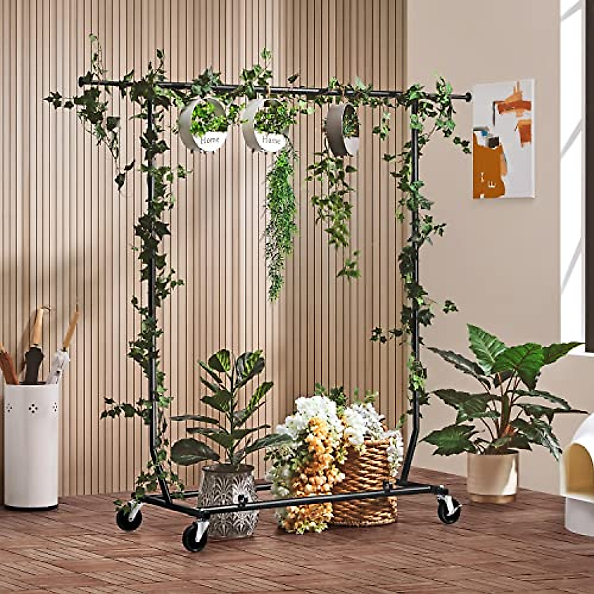 Yaheetech Heavy Duty Clothing Garment Rack, Rolling Clothes Organizer with Lockable Wheels & Extendable Rod, Adjustable Clothes Rack for Hanging Clothes, Black