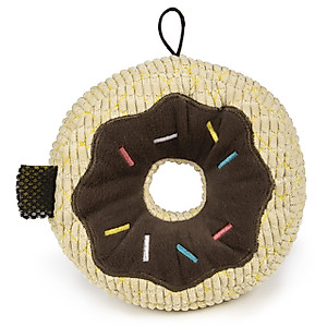 TrustyPup Tough 'N Fun Chocolate Donut Squeaky Plush Dog Toy, Chew Guard Technology - Brown, Large