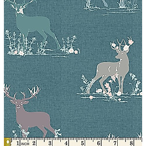 Teal and Gray Woodland Deer Fabric Bundle | Boys Quilt Fabrics | Hunting Fabrics | Buck Head Fabrics for Quilting | Deer Fat Quarters | Art Gallery Fabrics (Fat Quarters)