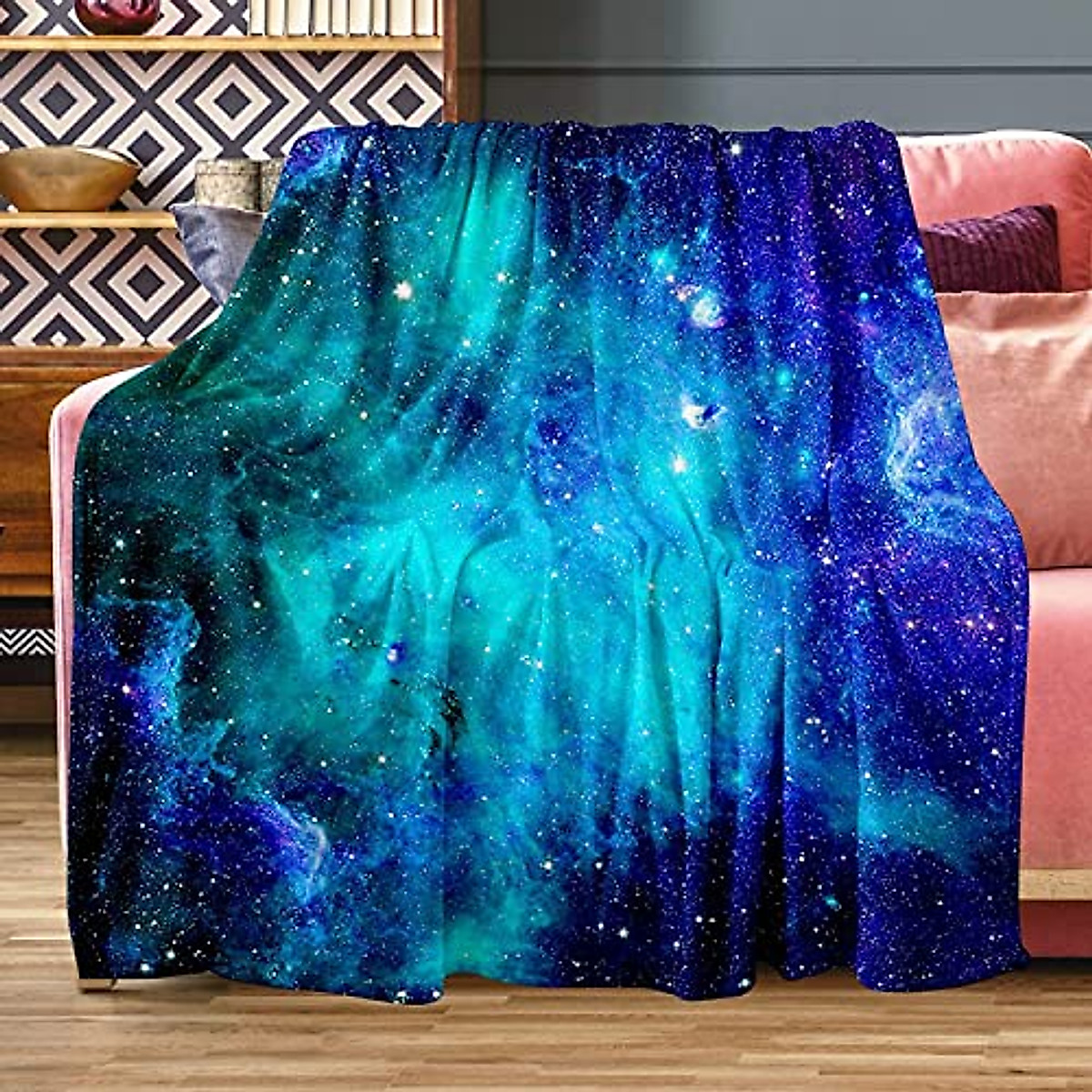 Space Galaxy Blanket, Soft Warm Fuzzy Fleece Plush Blanket 60''x50'', Smooth Cozy Flannel Throw Blanket for Bed/Couch/Office/Camping