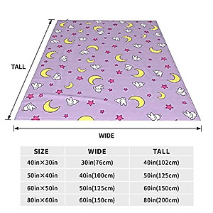 Qazyyi Usagi Blanket Rabbit Moon Pattern Throw Blanket Bedding Room Decor Flannel Blankets for Bed Sofa 80"x60"