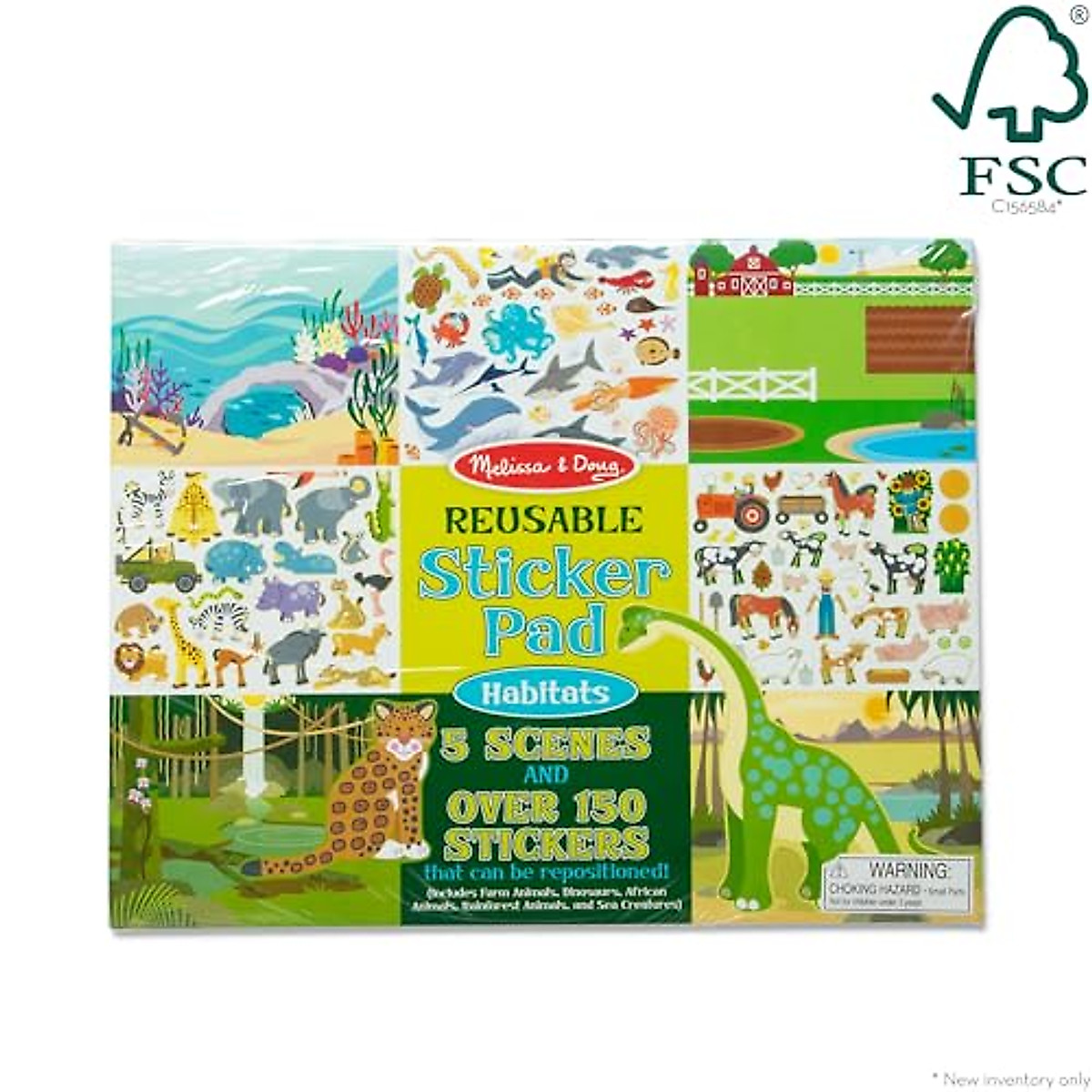Melissa & Doug Reusable Sticker Pad: Habitats - 150+ Reusable Stickers - FSC Certified