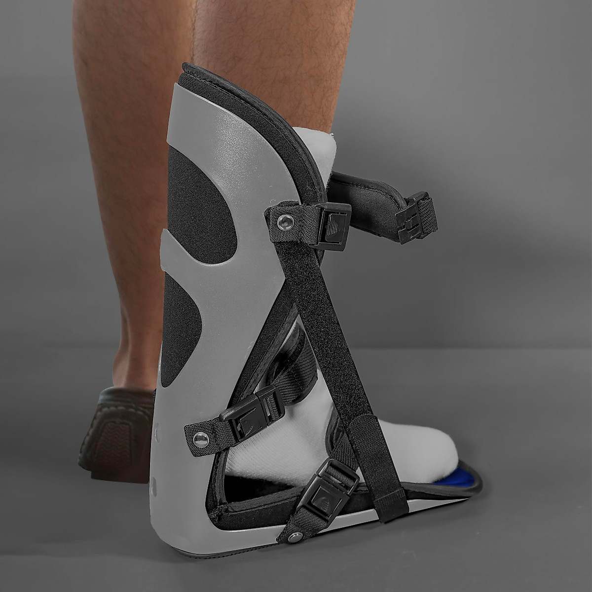 Brace On Adjustable Night Splint - Plantar Fasciitis, Achilles Tendon, Heel Spur, and Foot Pain Relief Stretching Boot for Men and Women, Gray, Small