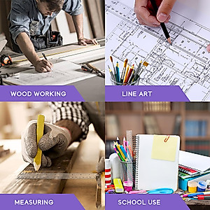 FeFu 7 Pack Clear Plastic 12 Inch Ruler, Dual Scale Inches and Centimeters, Injection Molded