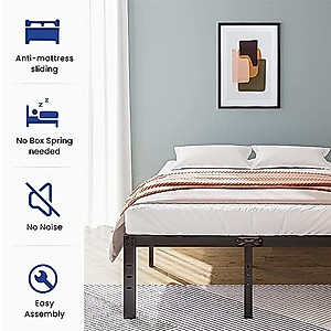 Bed Frame Full Size Storage 14 inch Tall,Platform Metal BedFrame for Kids Boys Girls, Heavy Duty Slats Support,No Box Spring Needed, Easy Assembly, Noise Free, Black (Full, 14in)