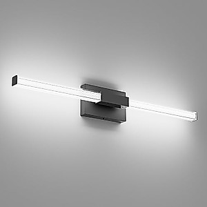 Ralbay 32inch Black Vanity Light for Bathroom Wall Mounted Lighting Bar Modern LED Vanity Lights Matte Black Bathroom Vanity Light Fixtures Over Mirror 28W 5500K White Light