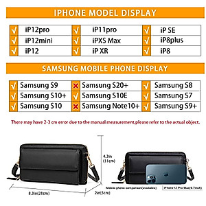 Touch Screen Phone Bag Small Crossbody Bag Shoulder Handbag, RFID Blocking Wallet for Women (#01 Black)