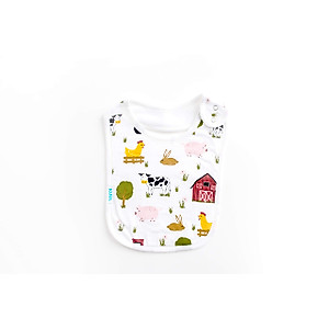 KUDL Baby Bib Large Toddler Burpy Absorbent Feeding Reflux Drool Teething Snap Button (Farm)