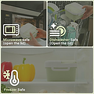 Bento Lunch Box For Adults Kids, 1100 Ml Bento Box Container With 2 Floors 3 Compartments, Leak-proof Sauce Container, Spork, Ideal Salad Container For Lunch For School, Office, Travel, Green