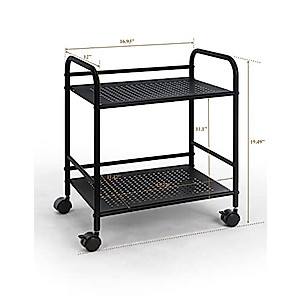 SunnyPoint Minimalist Style Utility Rolling Shelf Cart (BLK)