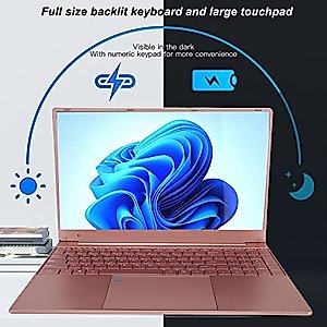 Laptop, 15.6in Laptop 100-240V 2K Resolution IPS Screen Full Size Backlit Keyboard Fingerprint Unlock 2.4G 5G WiFi with Touchpad for Business for Windows 10 (12+1TB US Plug)