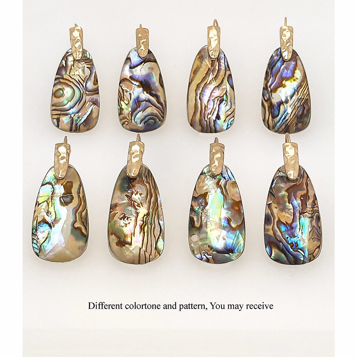 OZEL – Teardrop Earrings for Women,14K Gold Plated Hammerd Earings for Women Trendy, Made of Resin with Mother Of Pearl – Abalone (101Abalone)