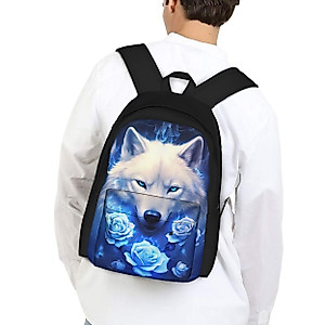 Galaxy Wolf Rose Girls Backpacks School kids Bookbag Children Travel Shoulder Bag Casual Daypack 17 Inch Plus Laptop Bag for Unisex Teens Women Boys