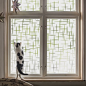 UETEX Window Film,Frosted Privacy Film for Glass Door,Self Static Cling Frosting Decorative Window Stickers Window Covering for Home Bathroom, Cross Pattern 23.6 x 78.7 inches