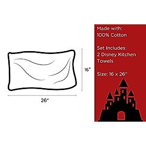 Disney 100% Cotton Kitchen Towels, 2pk, Perfect for Drying Dishes & Hands, Absorbent, Light Weight, and Adorable- Machine Washable- 16” x 26” - Minnie Red Bows