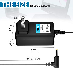 PwrON 6.6ft Cord 12V AC to DC Adapter Compatible with Sylvania 7" 9" 10" Portable DVD Player SDVD7014 SDVD7015 SDVD7027 SDVD8009 SDVD8727 SDVD8737 SDVD9000 SDVD8732 Charger Power Supply