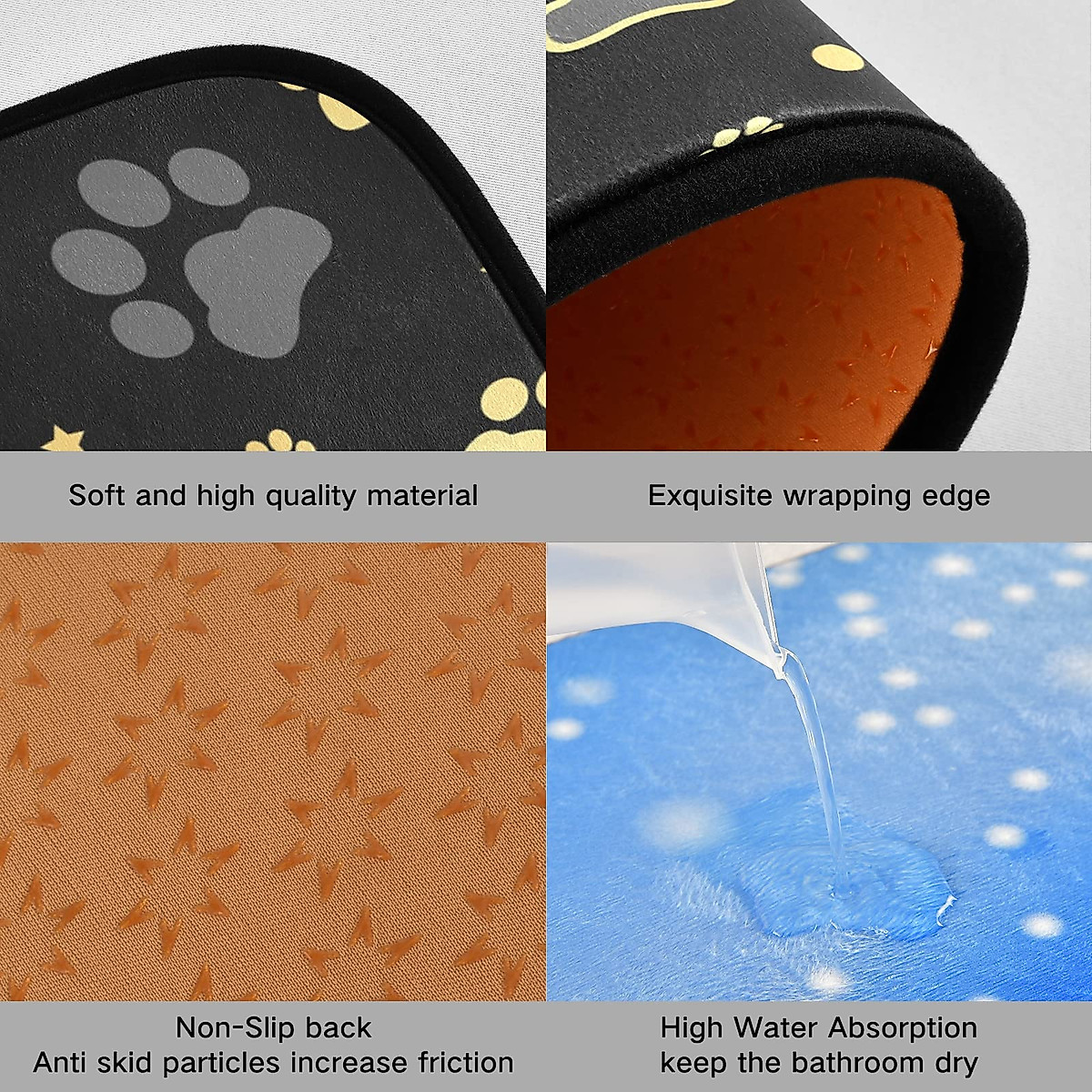 Gold Dog Paw Kitchen Mat Set of 2 Anti-Fatigue Kitchen Rug Set Non Slip Cushioned Heavy Duty Foam Kitchen Runner Rugs and Mats Comfort Standing Mat for Floor Home Decor Doormat