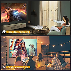 Native 1080P Projector 5G WiFi and Bluetooth, FANGOR 350 ANSI Outdoor Projector 4K Support, Home Movie Projector Compatible with TV, PC, HDMI, USB, VGA, iOS/Android[120''Screen Included]