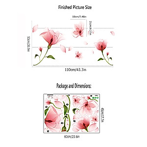 Buer Homie Wall Stickers, Pink Flowers Decals for Living Room DIY