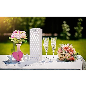 UNIQOOO 12Pcs Premium Quality Gold & Silver Metallic Foil Polka Dots Wine Gift Bag Bulk, w/Gift Massage Tag,100% Recyclable Paper,14"x4.75"x3.5" Wine Carrier Bags Tote Gift Bags, Party Gift Wrapping