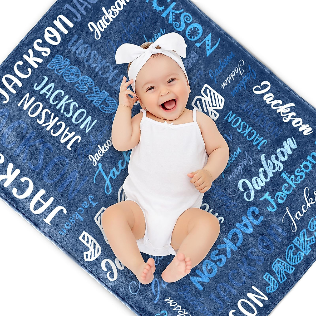 TVSNET Personalized Gifts for Christmas, Custom Blanket with Name for Women Men, Personalized Blanket for Baby Kids, Customized Baby Name Blanket, Baby Girl Boy Newborn Essentials