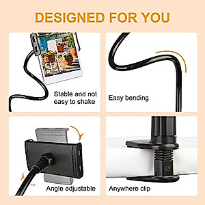 Royall Gooseneck Cell Phone Stand Holder, Tablet Holder for Desk Phone Mount Holder Clip with Grip Flexible Long Arm Gooseneck Bracket Mount Clamp for Desk, Compatible with ipad iPhone