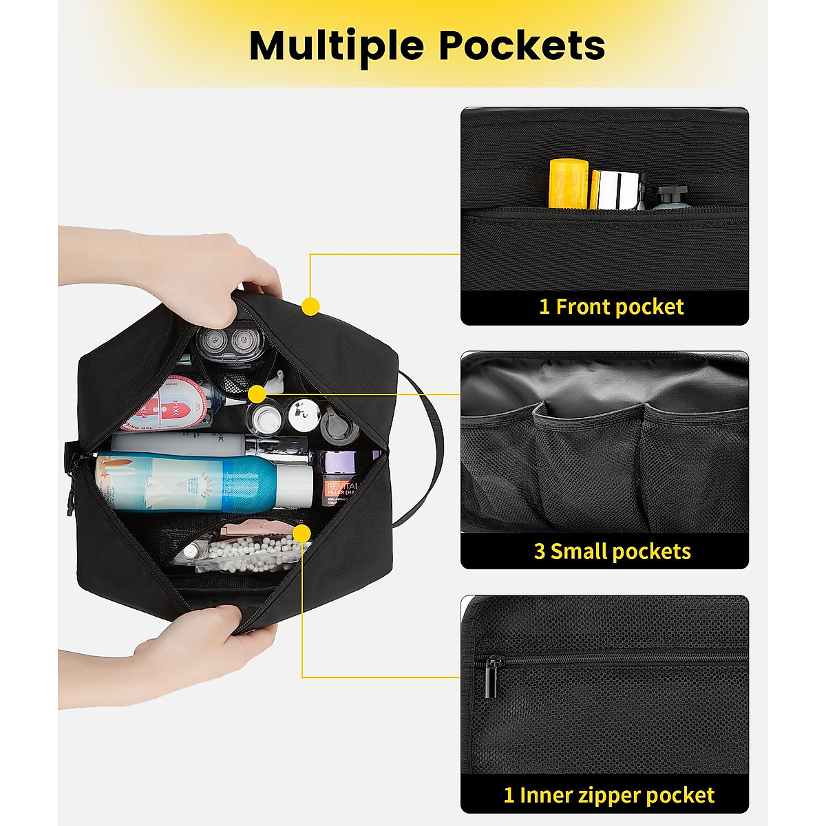 Vorspack Travel Toiletry Bag for Men - Hanging Toiletries Bag Water Resistant Dopp Kit Travel Bag for Toiletries Accessories