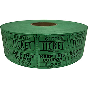 The Ticket Gurus Raffle Tickets - (4 Rolls of 2000 Double Tickets) 8,000 Total 50/50 Raffle Tickets (Blue/Yellow/Red/Green)