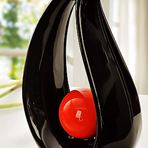 Cozylkx 11 x 6 Inch Modern Abstract Sculpture Statue, Office Home Decor Ornament Ceramic Figures, Red