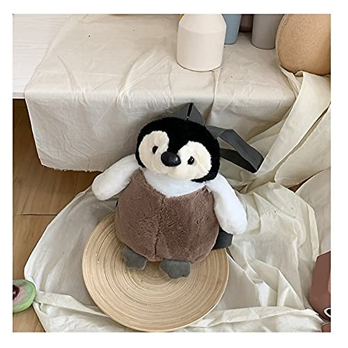 Zzple Backpack for Girls Cute Penguin Plush Backpack for Girls Penguin Plush Shoulder Bag Best Gift for Girls Soft Small Bag (Color : Khaki)