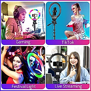 Torjim 12" RGB Ring Light with 67" Tripod Stand, Selfie Ring Light with Phone Holder & Wireless Remote, 3 CCT Modes & 12 Color Modes LED Ring Light for Selfie/Makeup/TikTok/YouTube