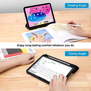 Tasainu iPad 10th Generation Case, New iPad 10.9 Inch 2022 Case with Soft TPU Back Cover, ipad 10 Case with Pencil Holder, Support Auto Wake/Sleep, Black