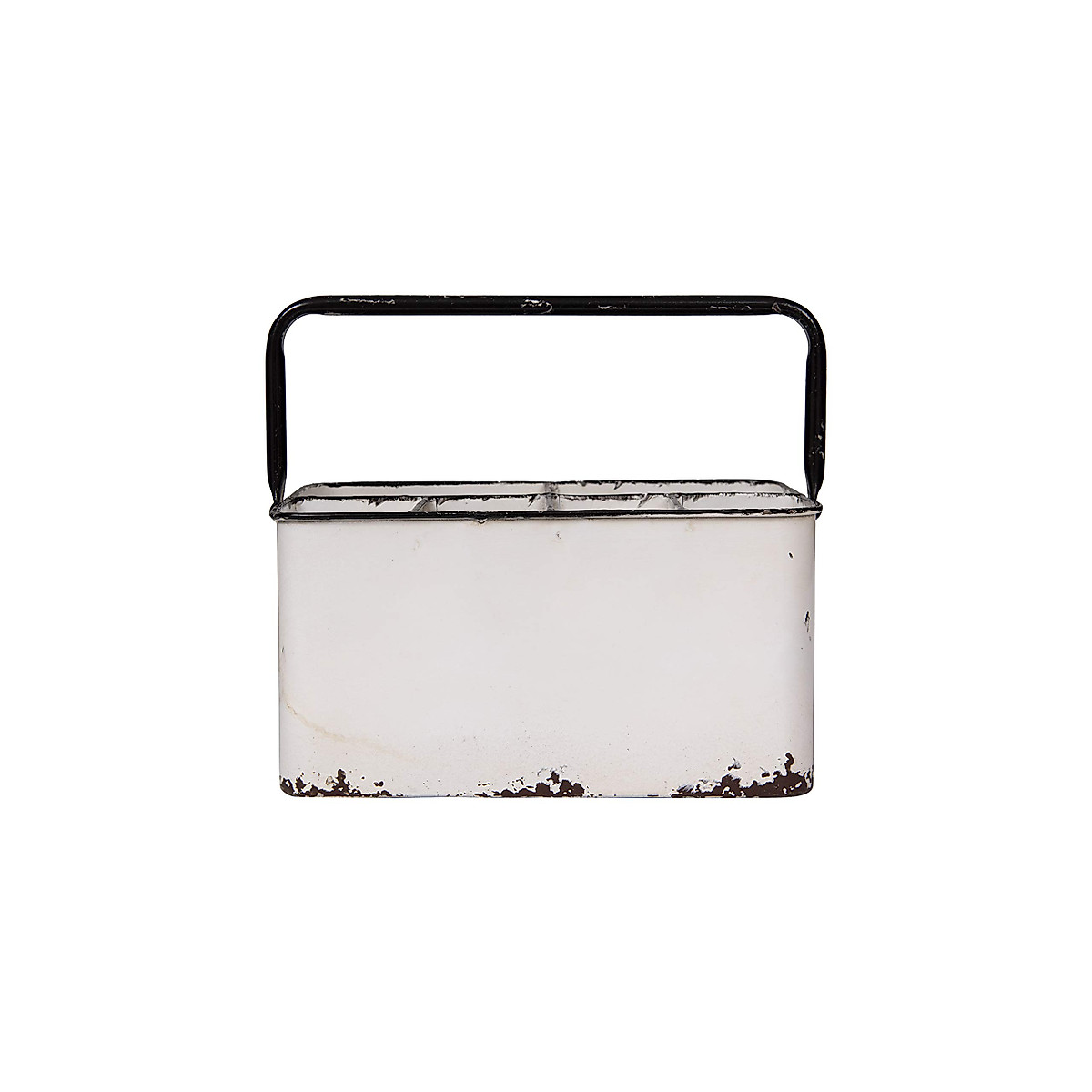 Creative Co-Op Farmhouse Metal Storage Caddy with 6 Compartments and Handle, Distressed White and Black