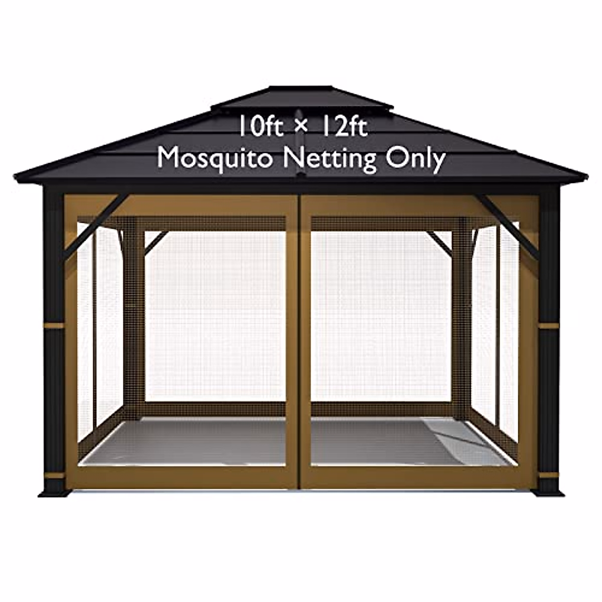 Gazebo Universal Replacement Mosquito Netting - Gafrem Outdoor 10'x12' Gazebo 4-Panel Screen Walls with Zipper (Khaki)