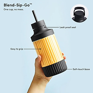 The Beast Mini Blender Plus | Mini Countertop Kitchen Blender | Blend Smoothies and Shakes, Dressings, Sauces, Dips | Extra Vessels, Straw Cap and Straws Included | 600W (Carbon Black)