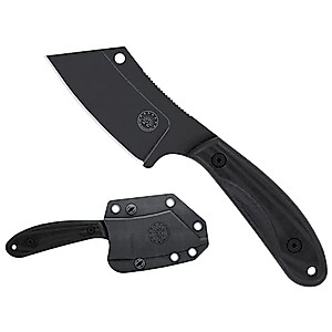Off-Grid Knives - HOGLET EDC Fixed Blade Knife, Blackwash Blade, G10 Scales & Kydex Sheath with Scout Carry and Vertical Carry Belt Clip, Camping, Hunting, Hiking, Camp Kitchen (Blackout)