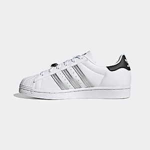 adidas Women's Superstar Sneaker, White/Silver Metallic/Black, 9